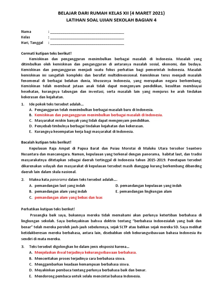 04) Kelas 12 - Soal BDR (4 Maret 2021) | PDF | Karier & Perkembangan | Ilmu Sosial