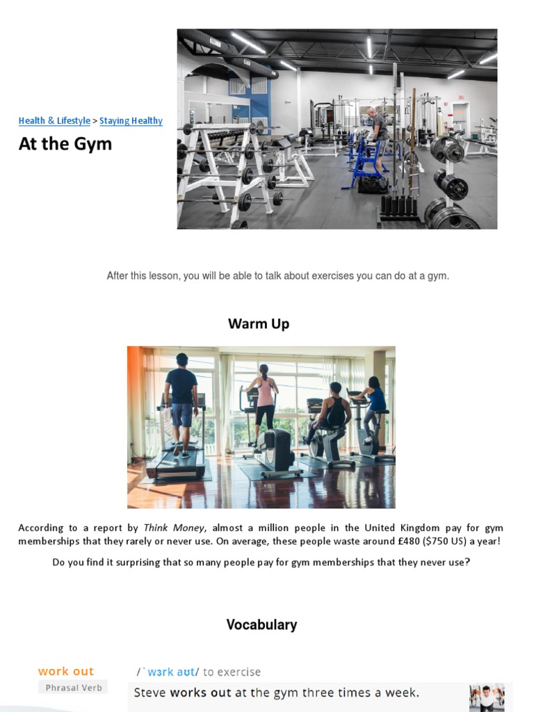 At The Gym: Health & Lifestyle Staying Healthy | PDF | Strength ...