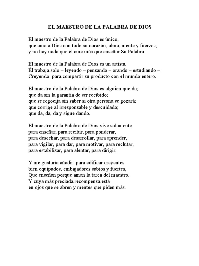 El Maestro de La Palabra de Dios | PDF | Religión y creencia