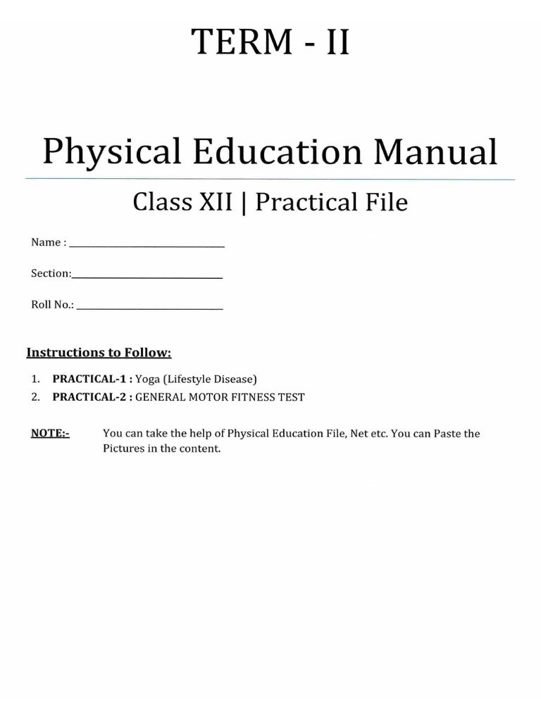 Physical Education Class Xii Practical Record File Term Ii 2021 | PDF
