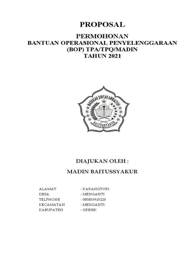 PROPOSAL BOP MADIN Baitussyakur | PDF