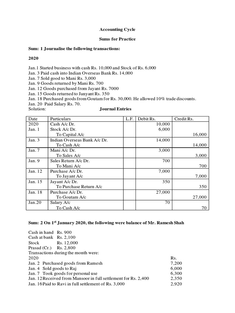 Sums of Journal Entry | PDF | Debits And Credits | Banks