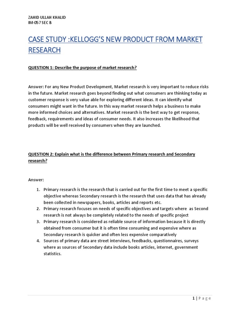 Kellogg's Research Case Study | PDF | Marketing Research | Risk