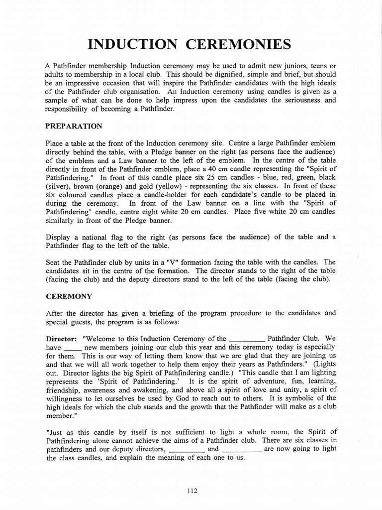 Staff Manual 6.2 Induction Ceremonies | PDF