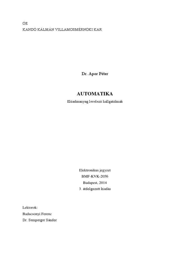 Automatika Jegyzet AP | PDF