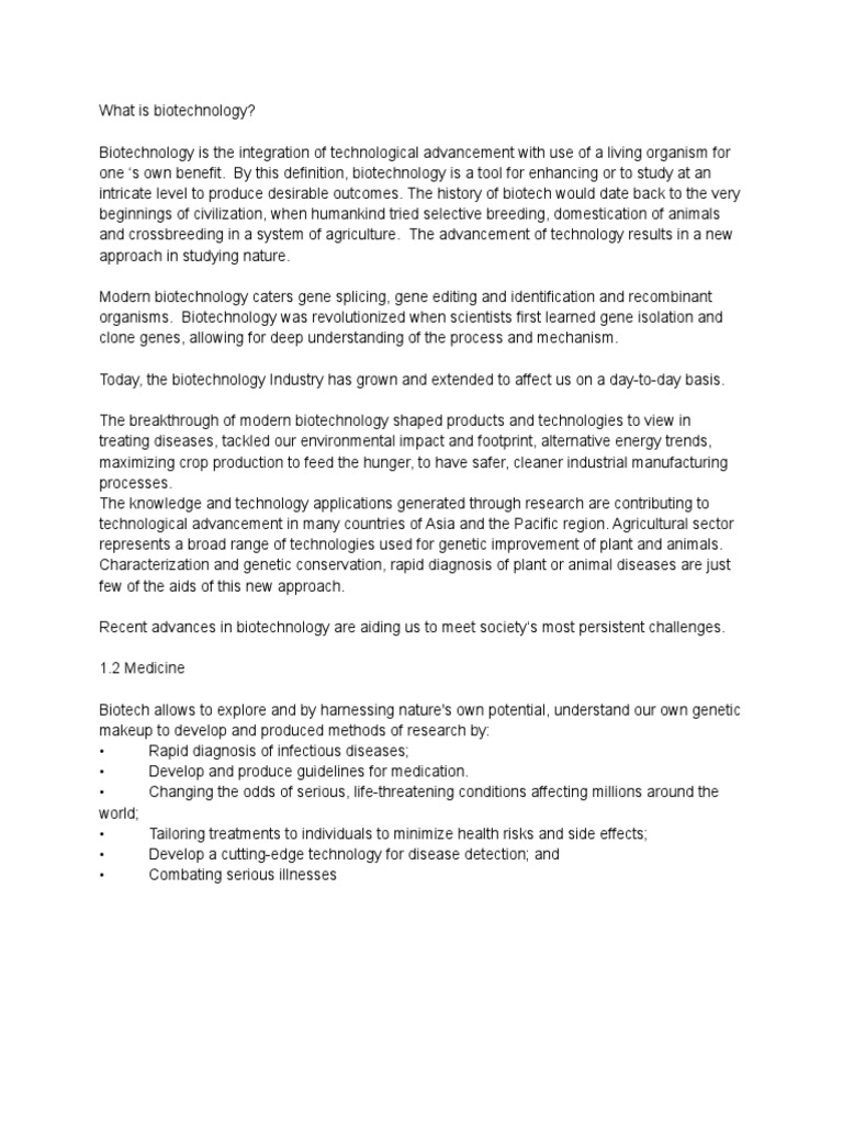 Lesson 1.1 Introduction To Biotechnology | PDF | Biotechnology ...
