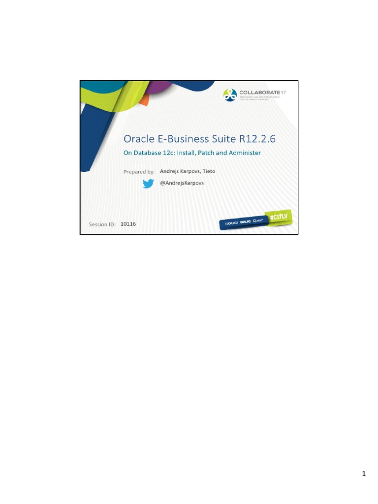 10116-Oracle E-Business Suite R12.2.6 On Database 12c - Install - Patch ...