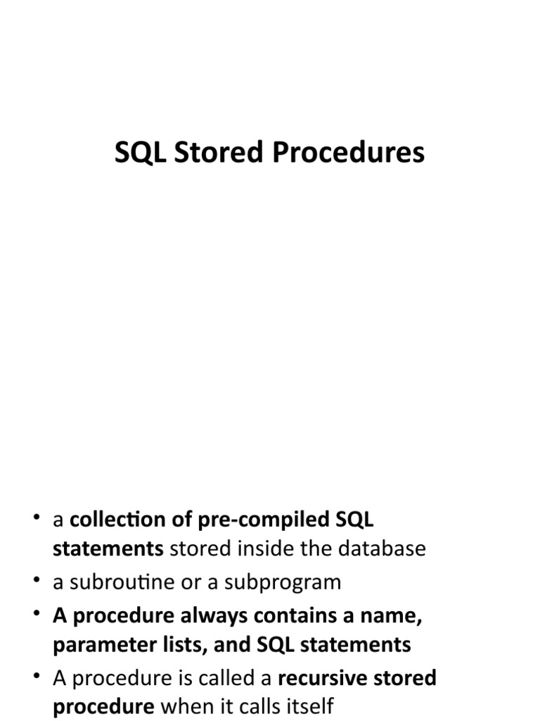 Sql Stored Procedures Pdf Subroutine Parameter Computer Programming