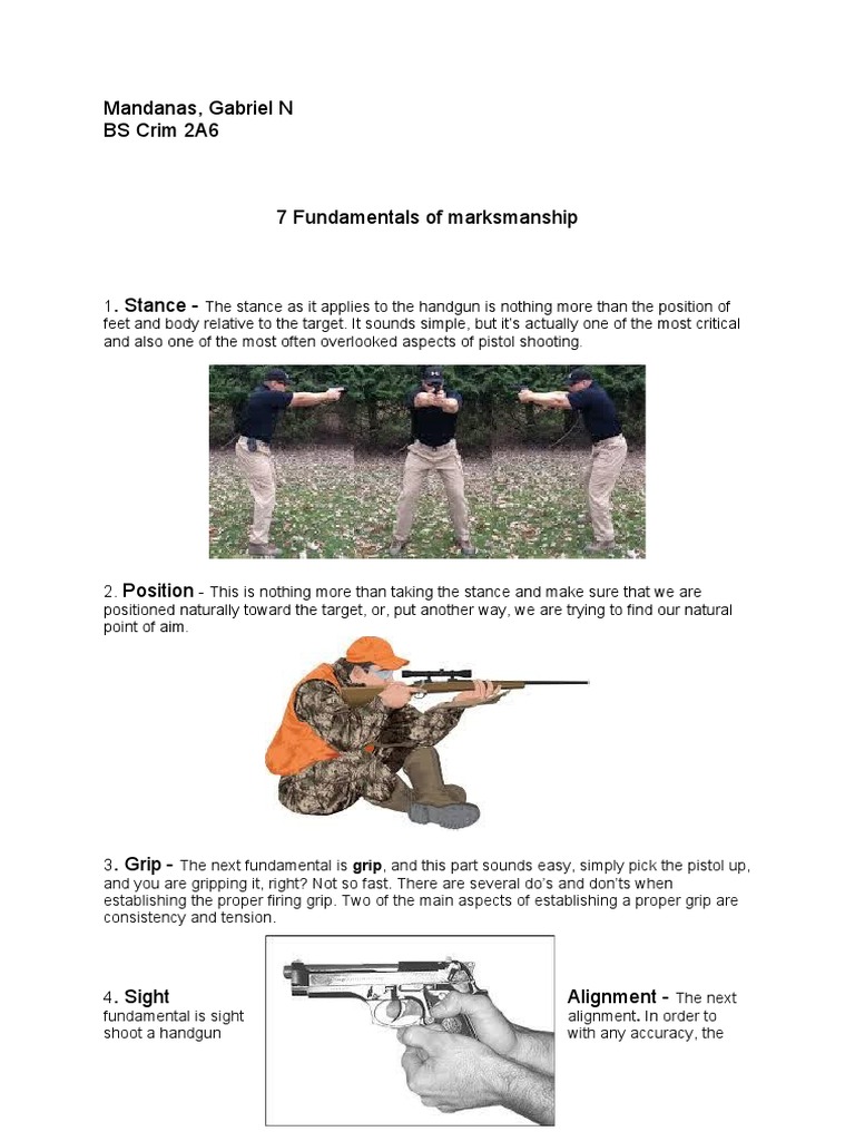 Mandanas. 7 Fundamental of Marksmanship | PDF | Handgun | Trigger (Firearms)