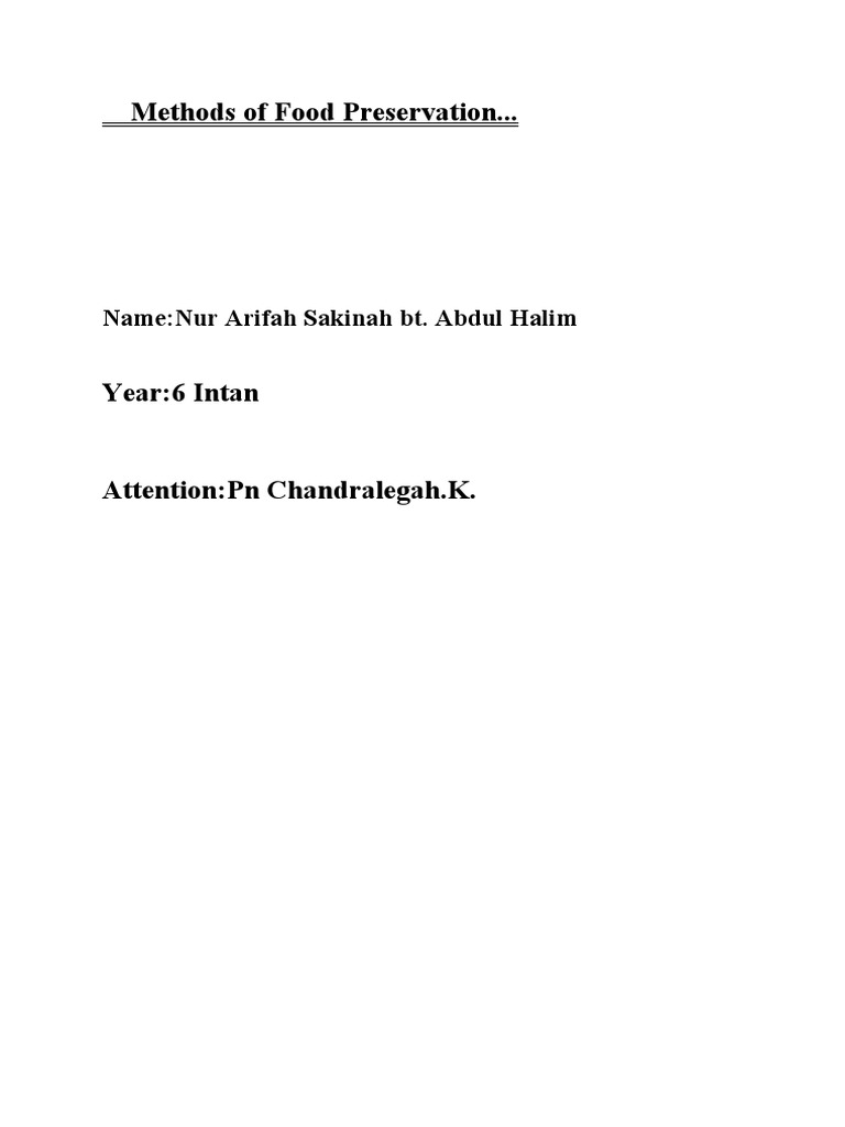 Methods of Food Preservation | PDF | Food And Drink | Food Preservation