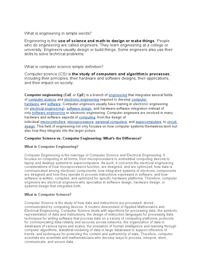 Computer Engineering (Coe or Cpe) Is A Branch of | PDF | Computing | Computer Science