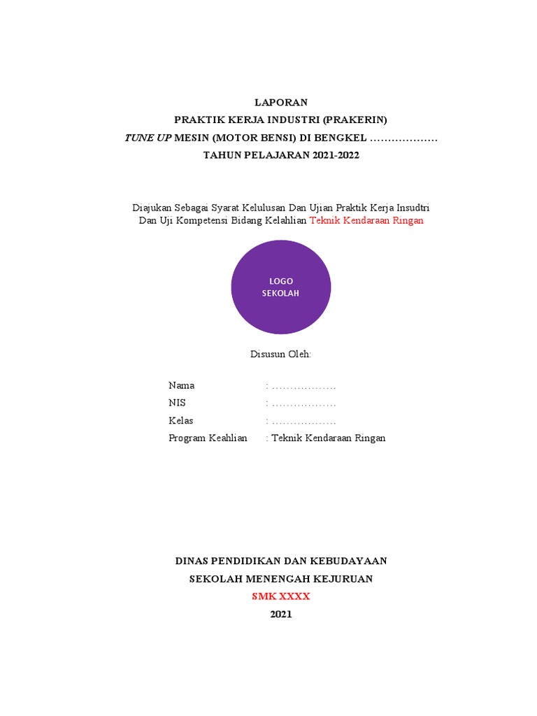Laporan Prakerin Tune Up Mesin TKR | PDF | Seni
