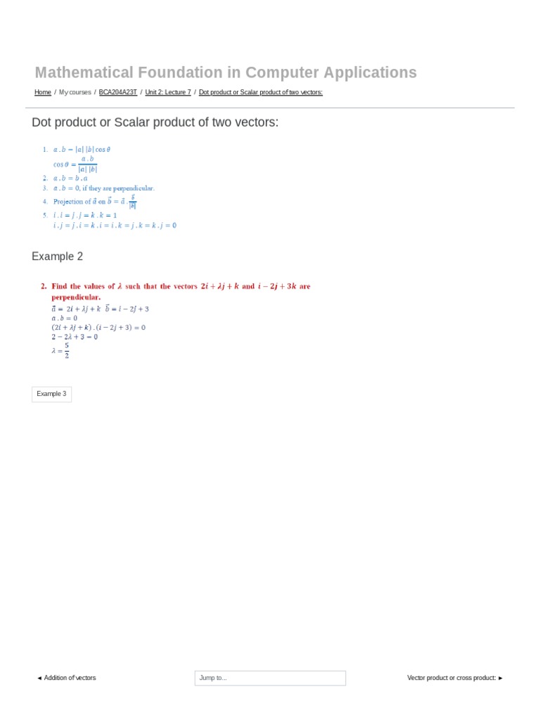 Vectors Dot Product Problem2 | PDF