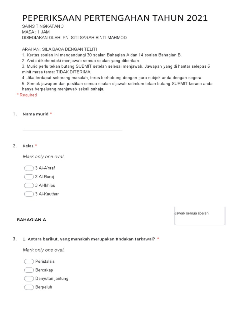 Soalan Peperiksaan Sains Tingkatan 3 Pdf