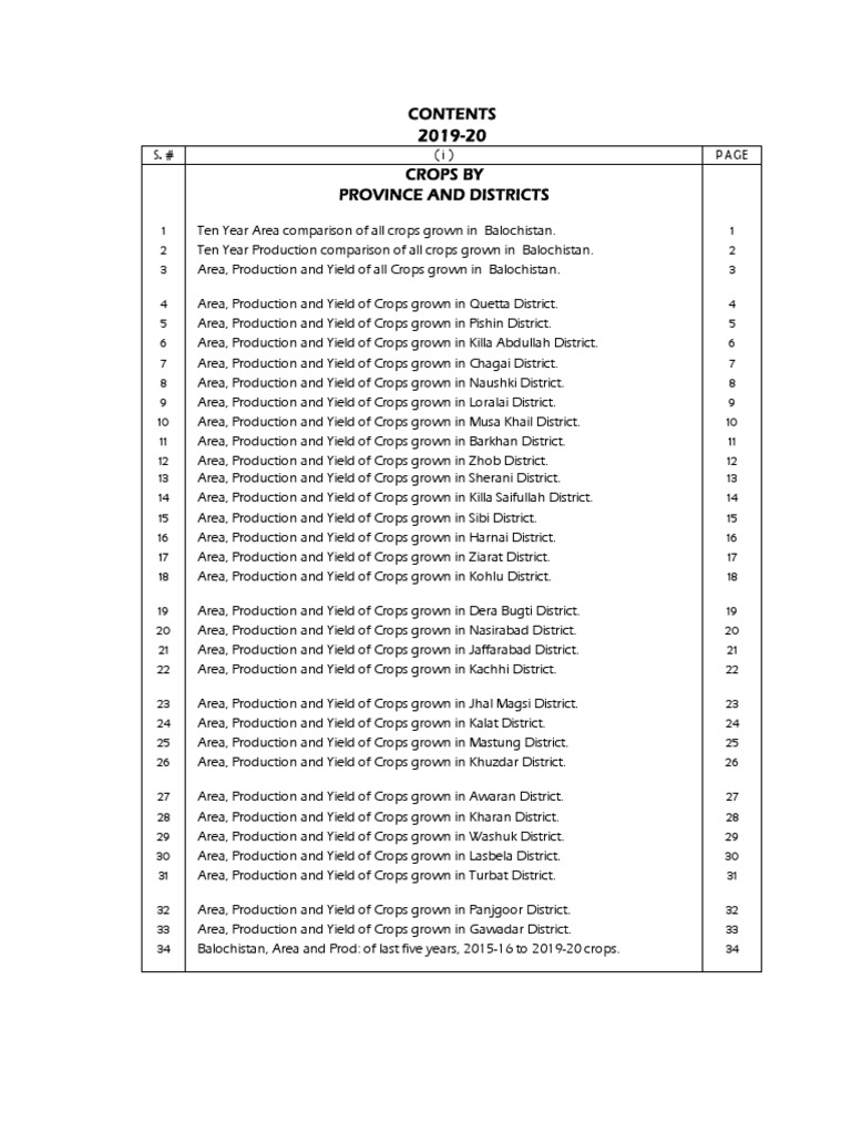 Agriculture Statistics Balochistan 2019 20 | PDF | Crops | Vegan Cuisine