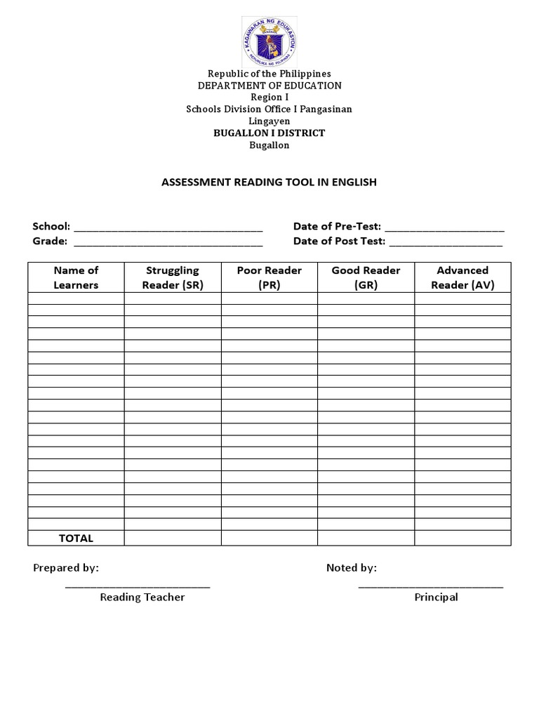 Reading Assessment Tool | PDF