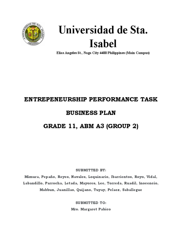 Entrepreneurship Performance Task Business Plan | PDF | Sewing | Capital Structure