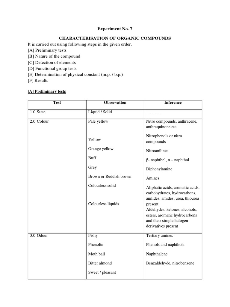 Qualitative Analysis of Organic Compounds | PDF | Aldehyde | Sodium ...