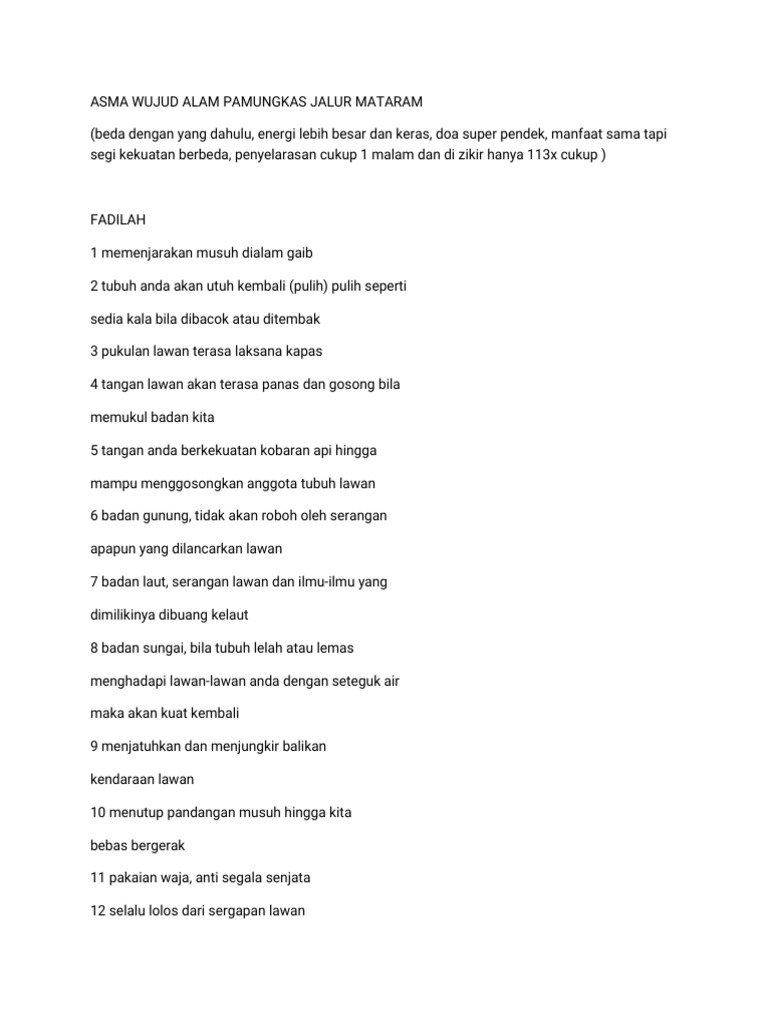 Asma Wujud Alam Pamungkas Jalur Mataram | PDF