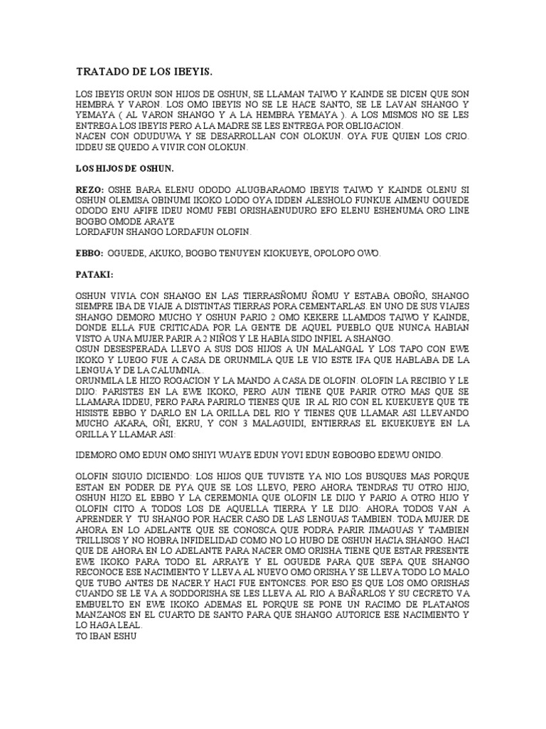 Tratado de Los Ibeyis | PDF | Religión étnica | Deidades