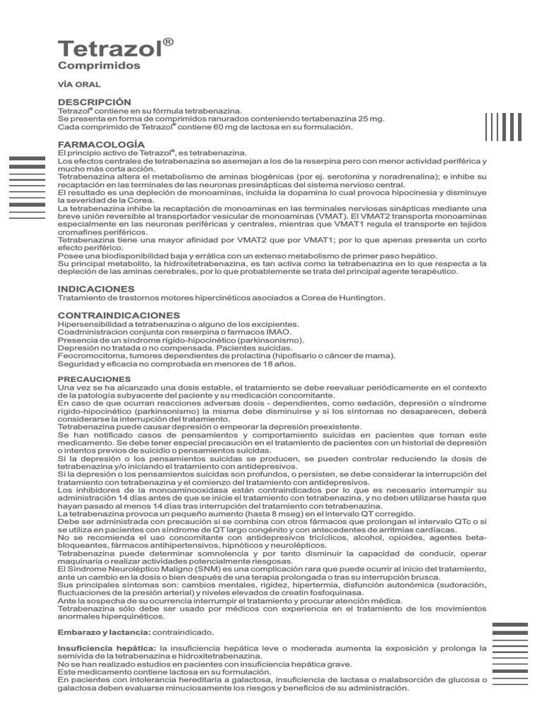 Tetrazol: Tratamiento de Corea de Huntington | PDF | Antidepresivo ...