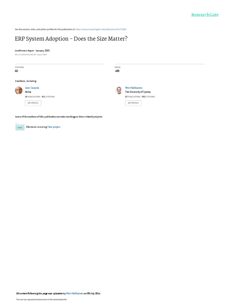 ERP System Adoption - Does The Size Matter | PDF | Enterprise Resource ...