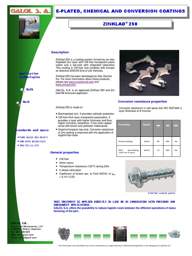 E-Plated, Chemical and Conversion Coatings: Description | PDF ...