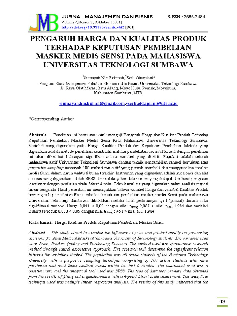 Sumayah Nur Rohmah Pengaruh Harga Dan Kualitas Produk | PDF | Bisnis ...