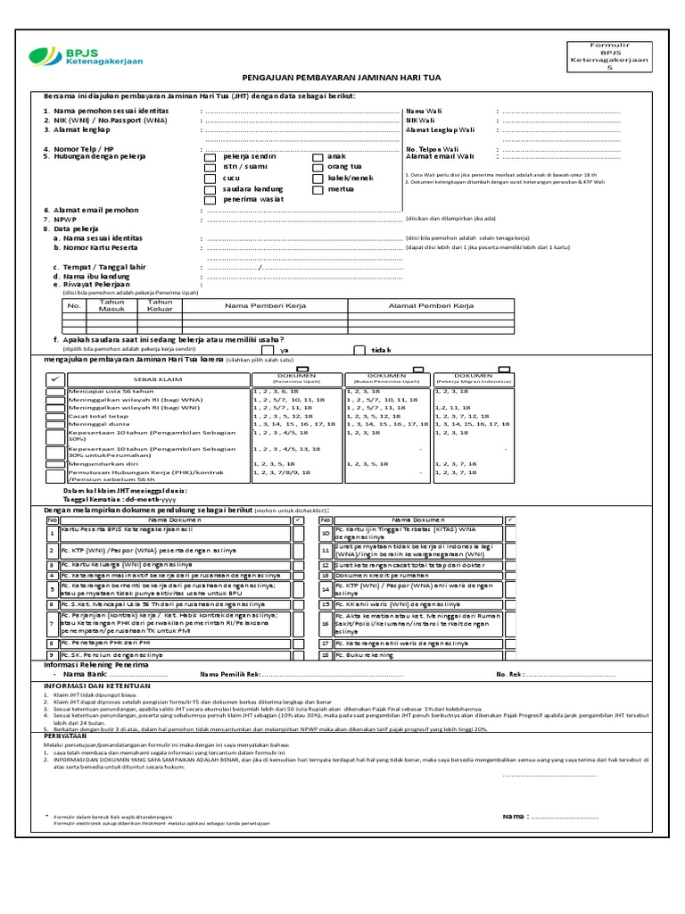 Formulir 5 Bpjs Ketenagakerjaan Pdf