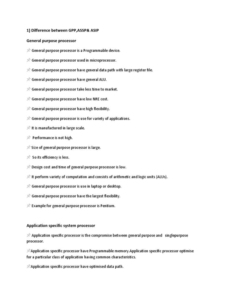 Comparing General Purpose Processors, Application Specific System Processors, and Application ...