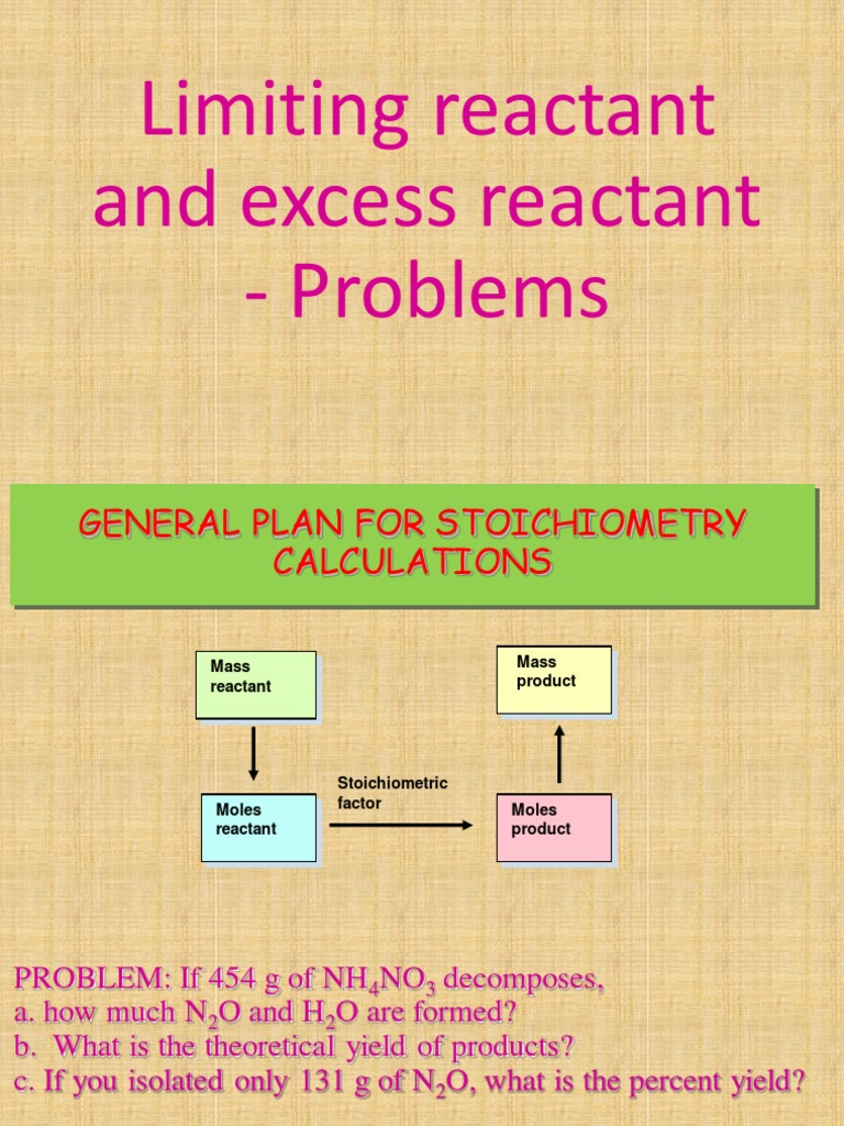 Unit 2 Class 3 Limiting Reactant and Excess Reactant Problems | PDF ...