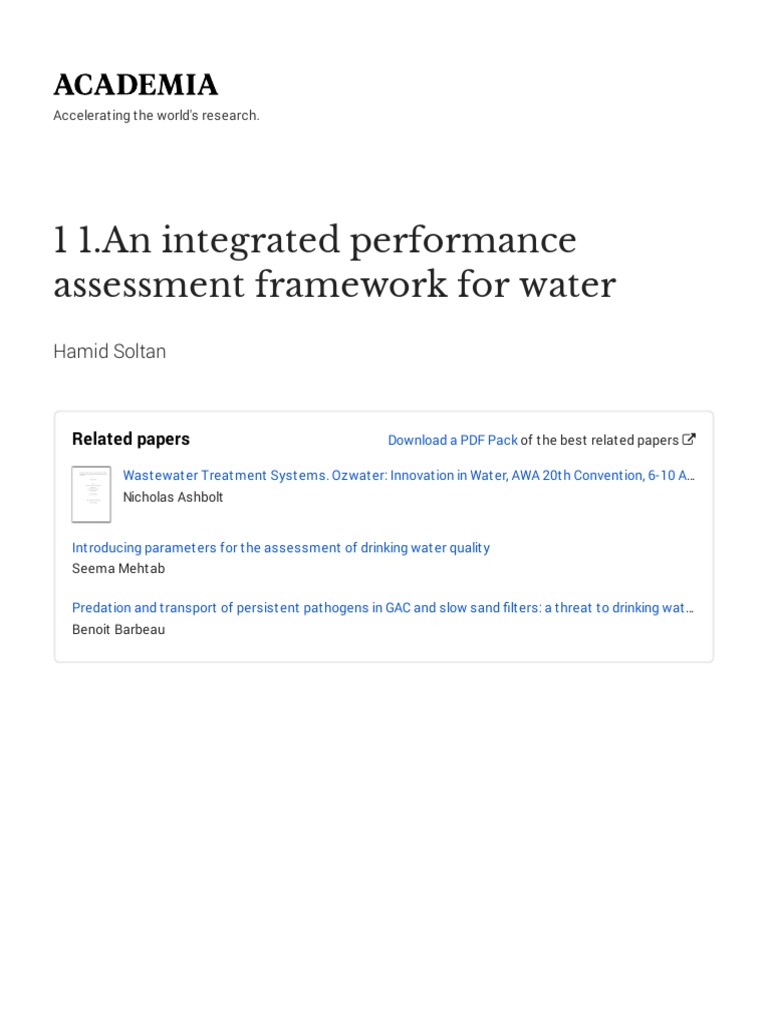 1 1.an Integrated Performance Assessment Framework For Water | PDF ...