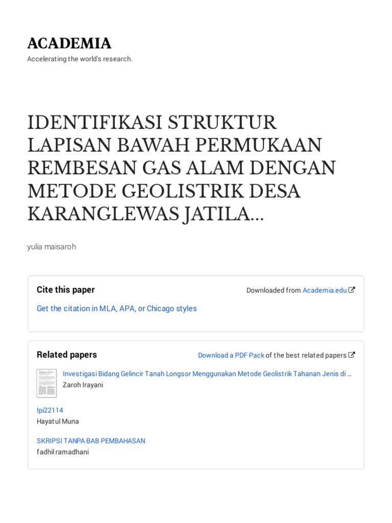 Identifikasi Struktur Rembesan Gas Alam Dengan Metode Geolistrik | PDF ...