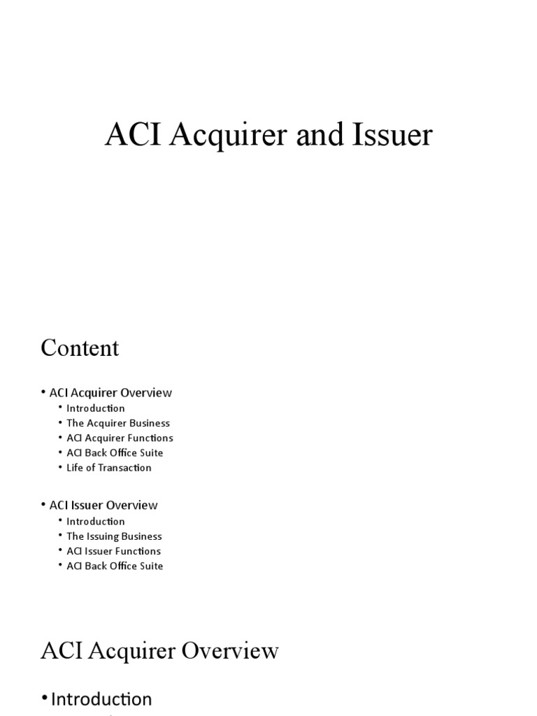 ACI Acquirer and Issuer Overview | PDF