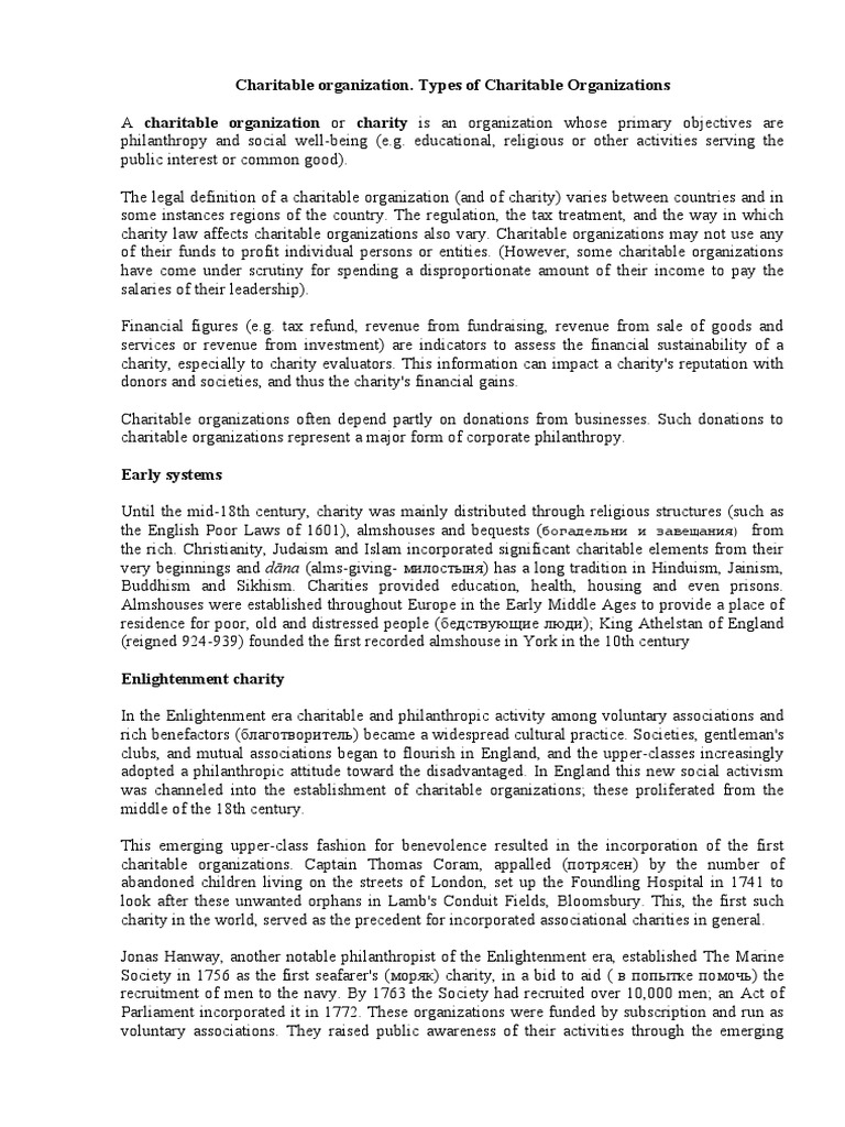 Charitable Organization. Types of Charitable Organizations | PDF ...