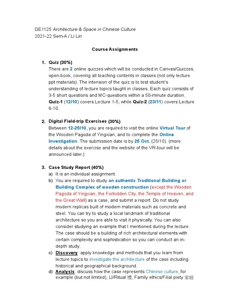 Course Assignments Quiz (30%) | PDF | Lecture | Quiz