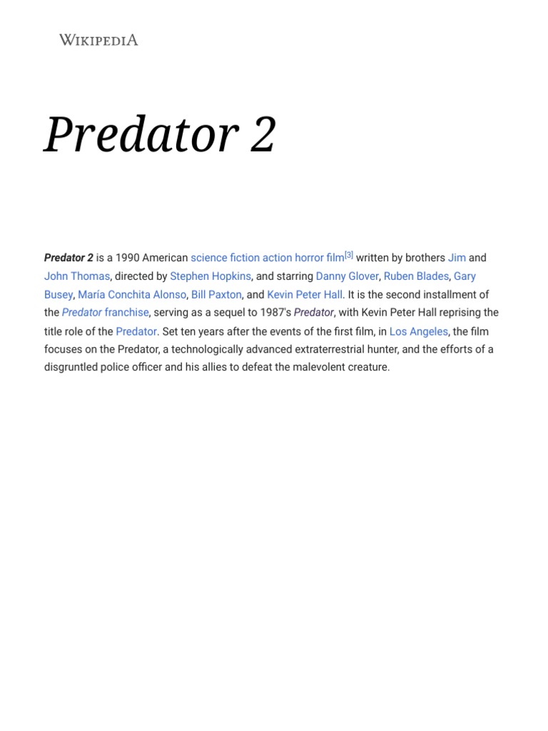 Predator 2: Predator 2 Is A 1990 American | PDF