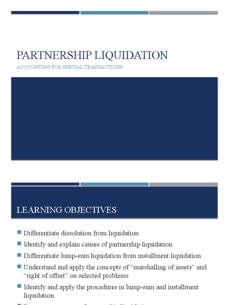 Partnership Liquidation: Accounting For Special Transactions | PDF ...