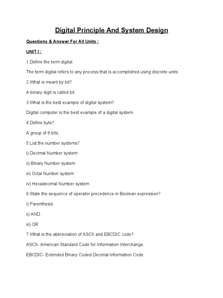 Digital Principle and System Design 2marks and 12 Marks | PDF | Dynamic ...