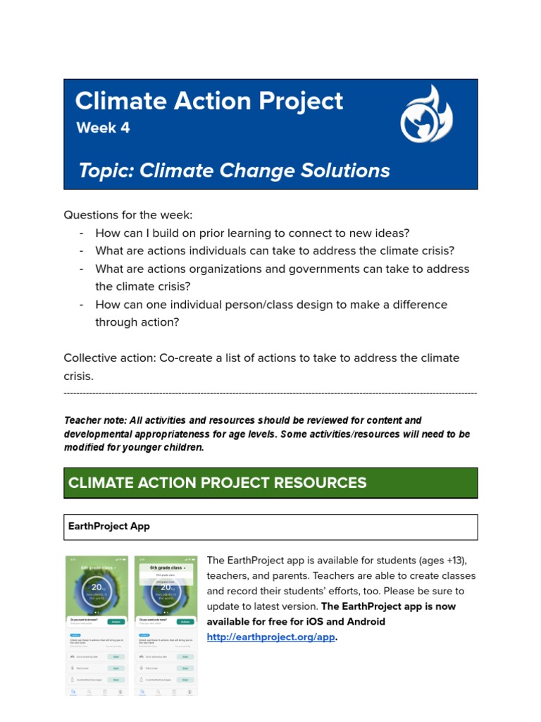 Student Climate Action Project Ideas | PDF | Climate Change | Natural ...