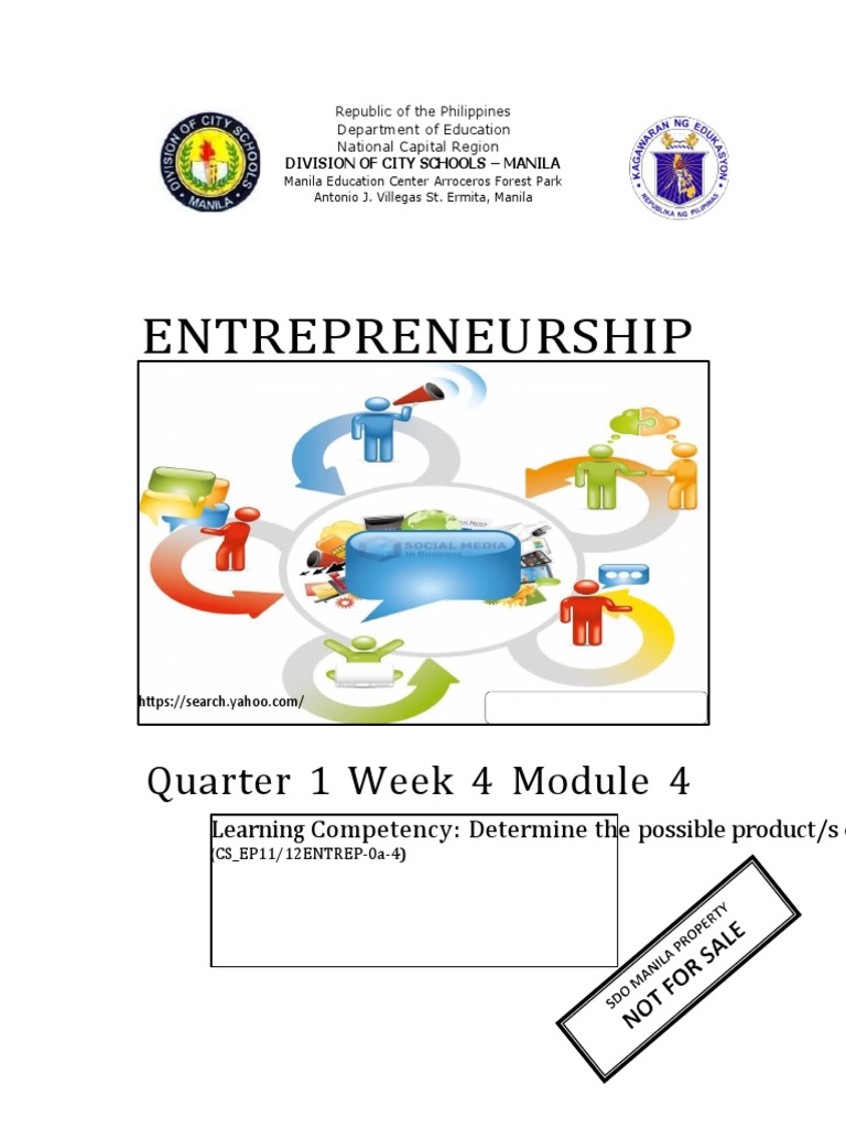 Entrepreneurship Module: Identifying Products | PDF | Market (Economics ...