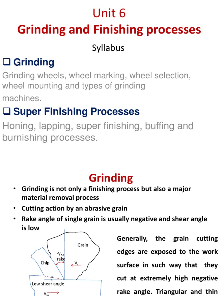 Grinding and Finishing Processes: Unit 6 | PDF | Grinding (Abrasive ...
