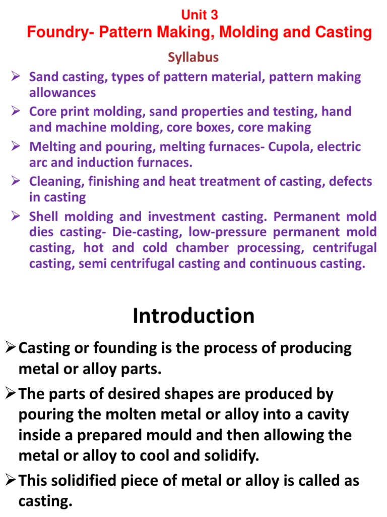 Unit 3 | PDF | Casting (Metalworking) | Casting