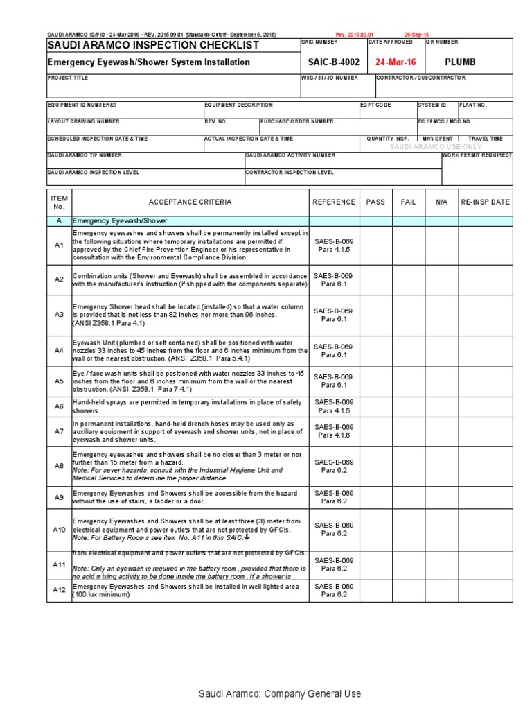 Emergency Shower Inspection Checklist – NOSXAT