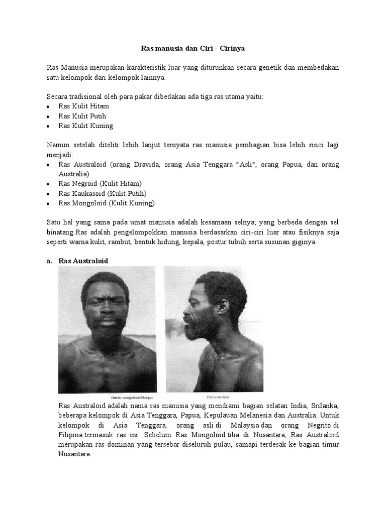 Ras Manusia Dan Ciri Cirinya | PDF
