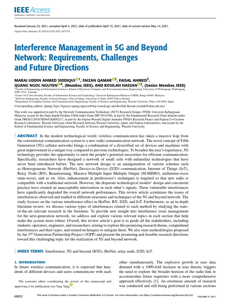 Interference Management in 5G and Beyond Network: Requirements, Challenges and Future Directions ...