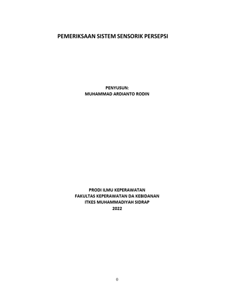 Pemeriksaan Sistem Sensorik Persepsi | PDF | Sains & Matematika