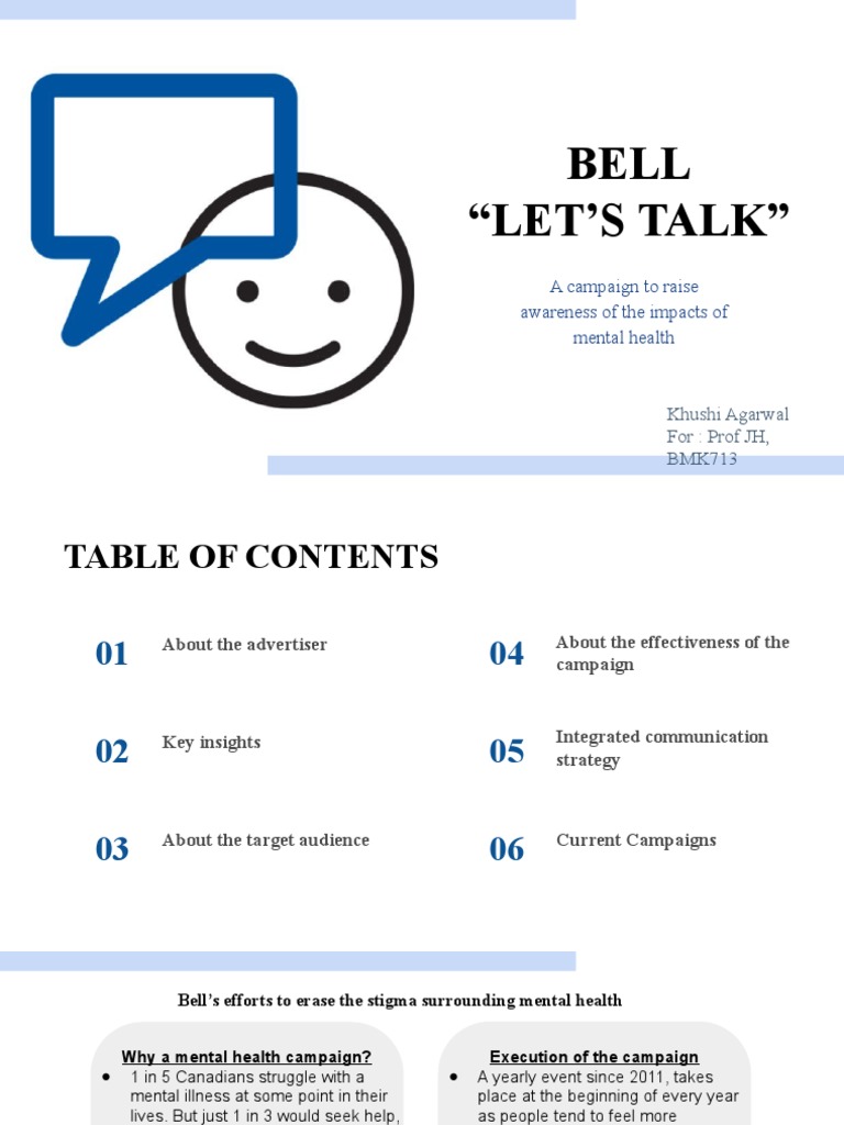 Bell's "Let's Talk" Mental Health Campaign | PDF | Popular Culture ...