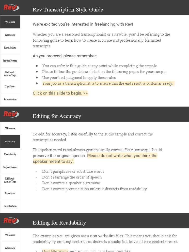 Rev Transcription Style Guide | PDF | Ellipsis | Orthography