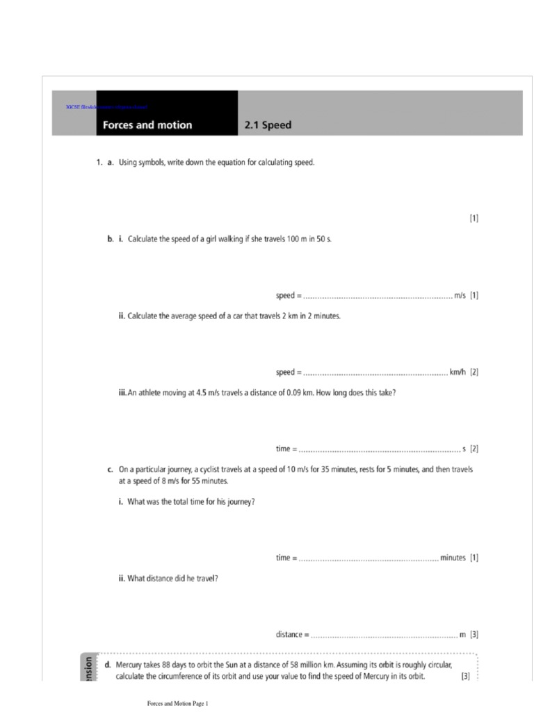 Workbook - CHP 2 - Forces and Motion | PDF | History